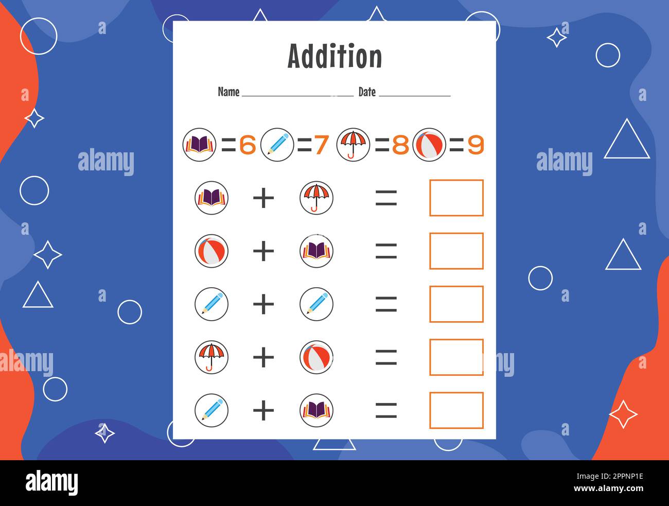 Addition with different elements for kids. An educational page for kids ...