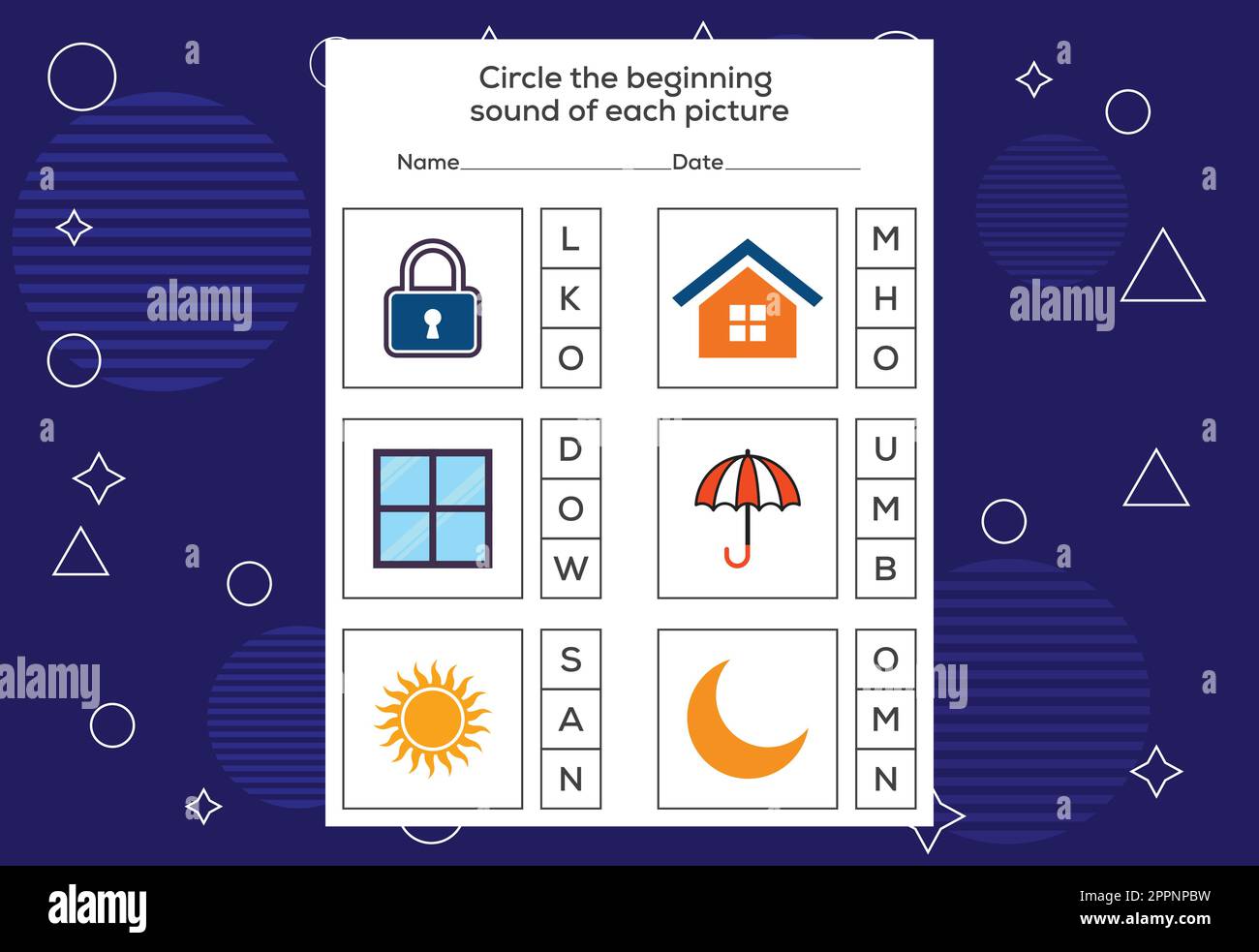 Circle the beginning sound of each picture. Educational game for kids ...