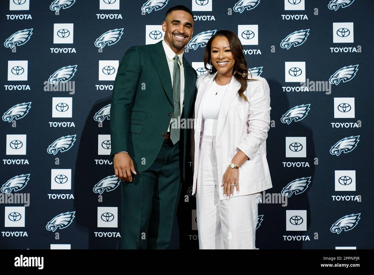 Philadelphia Eagles quarterback Jalen Hurts and agent Nicole Lynn pose ...