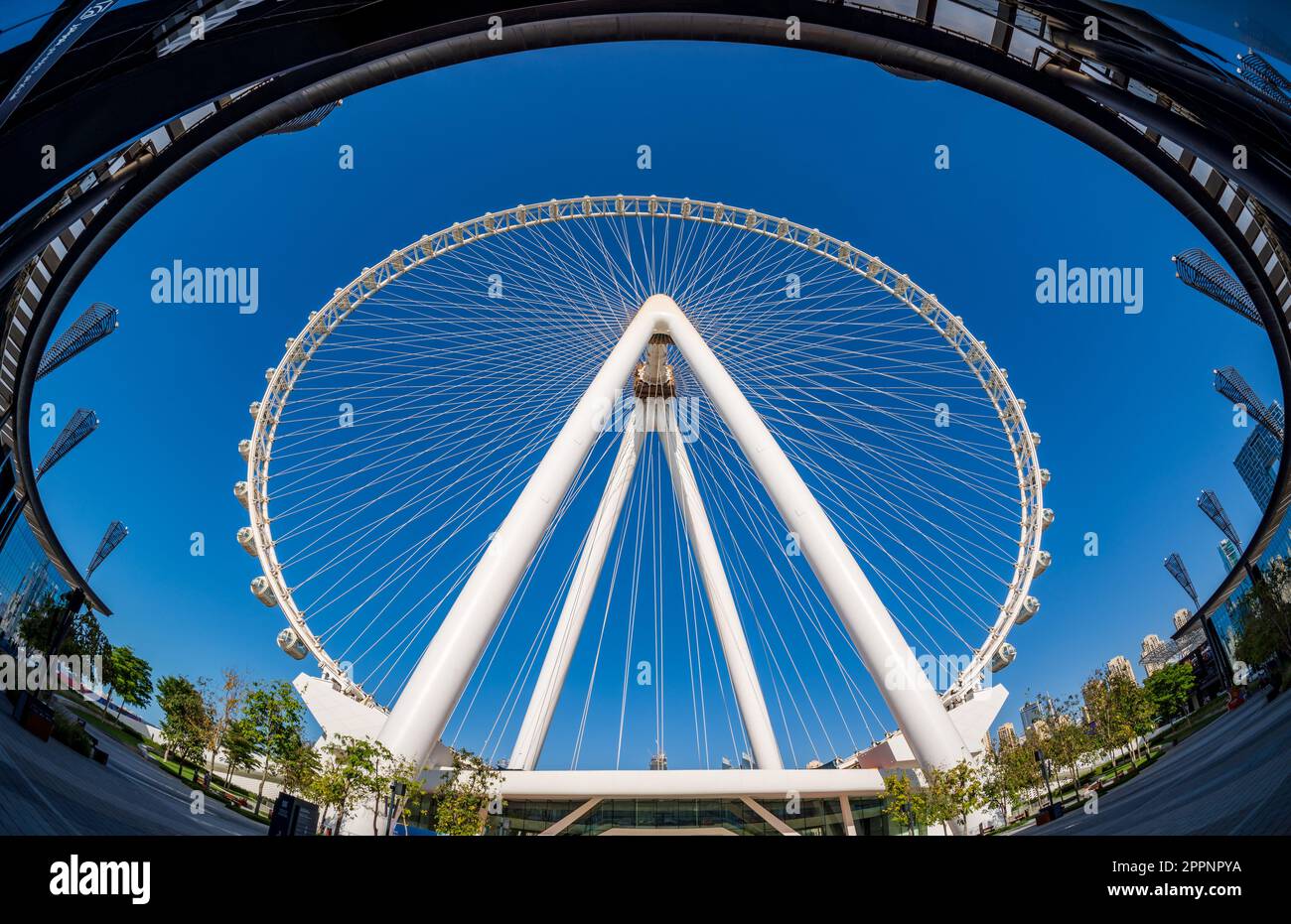 Circular view with fish eye lens at Ain Dubai Observation Wheel on ...