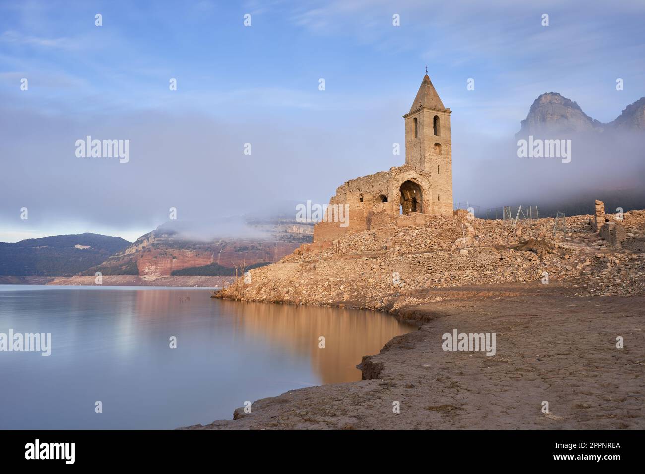 The Romanesque-style church of the Sau swamp uncovered due to the ...