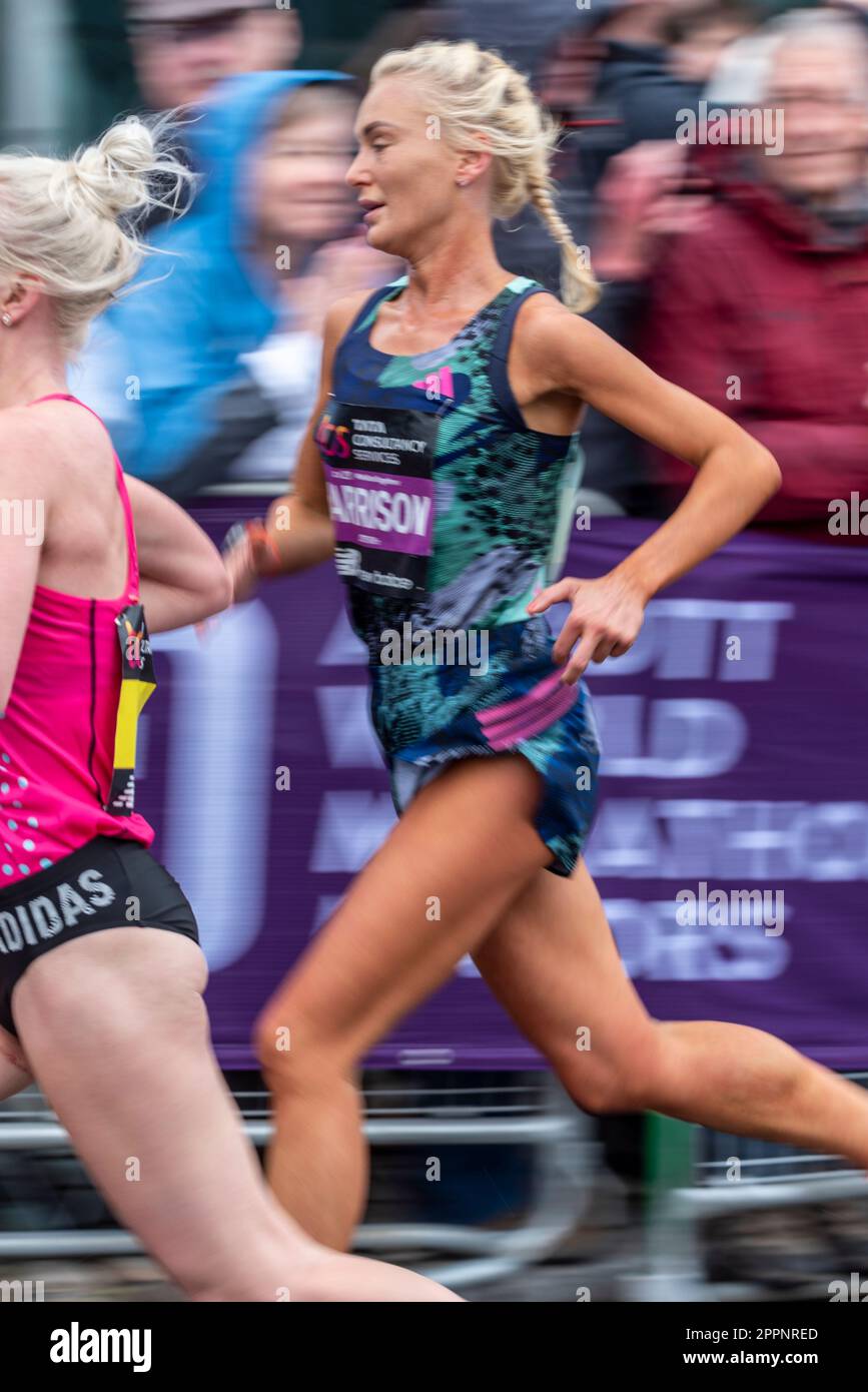 Samantha Harrison competing in the TCS London Marathon 2023 passing ...