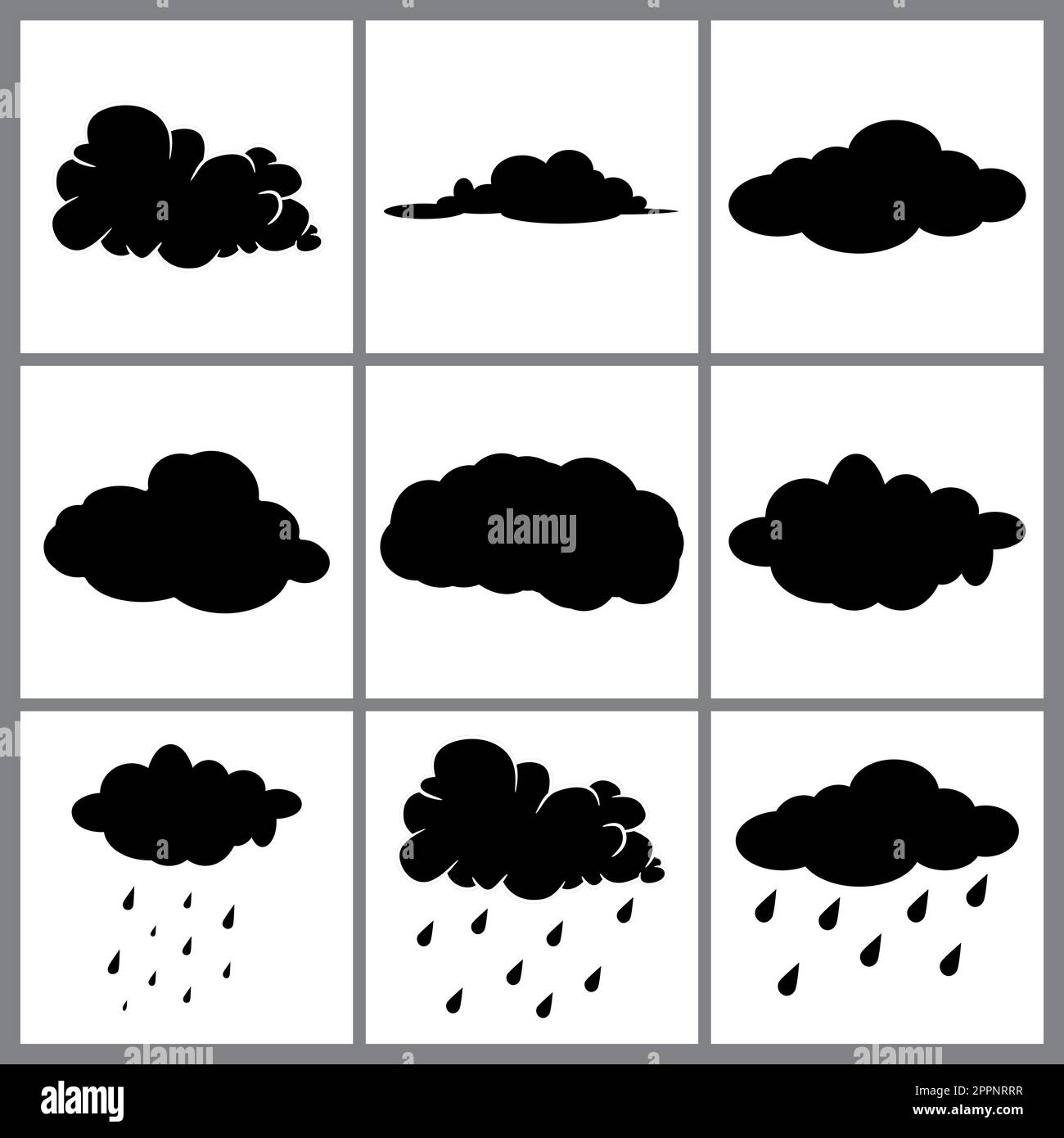clouds black shape set. Cloud icon, cloud symbol. Set of different ...