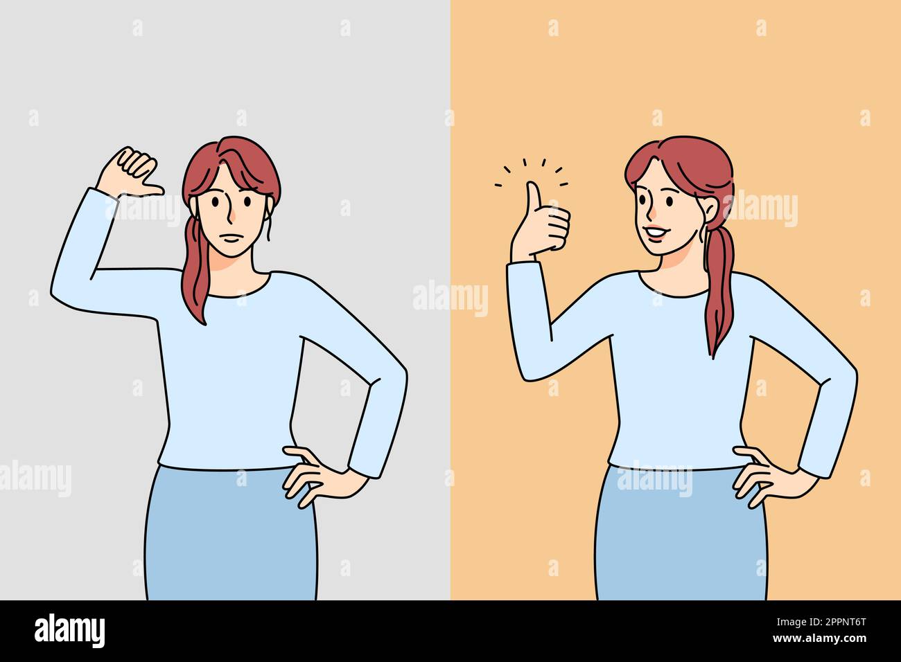 Woman showing like and dislike Stock Vector Image & Art - Alamy