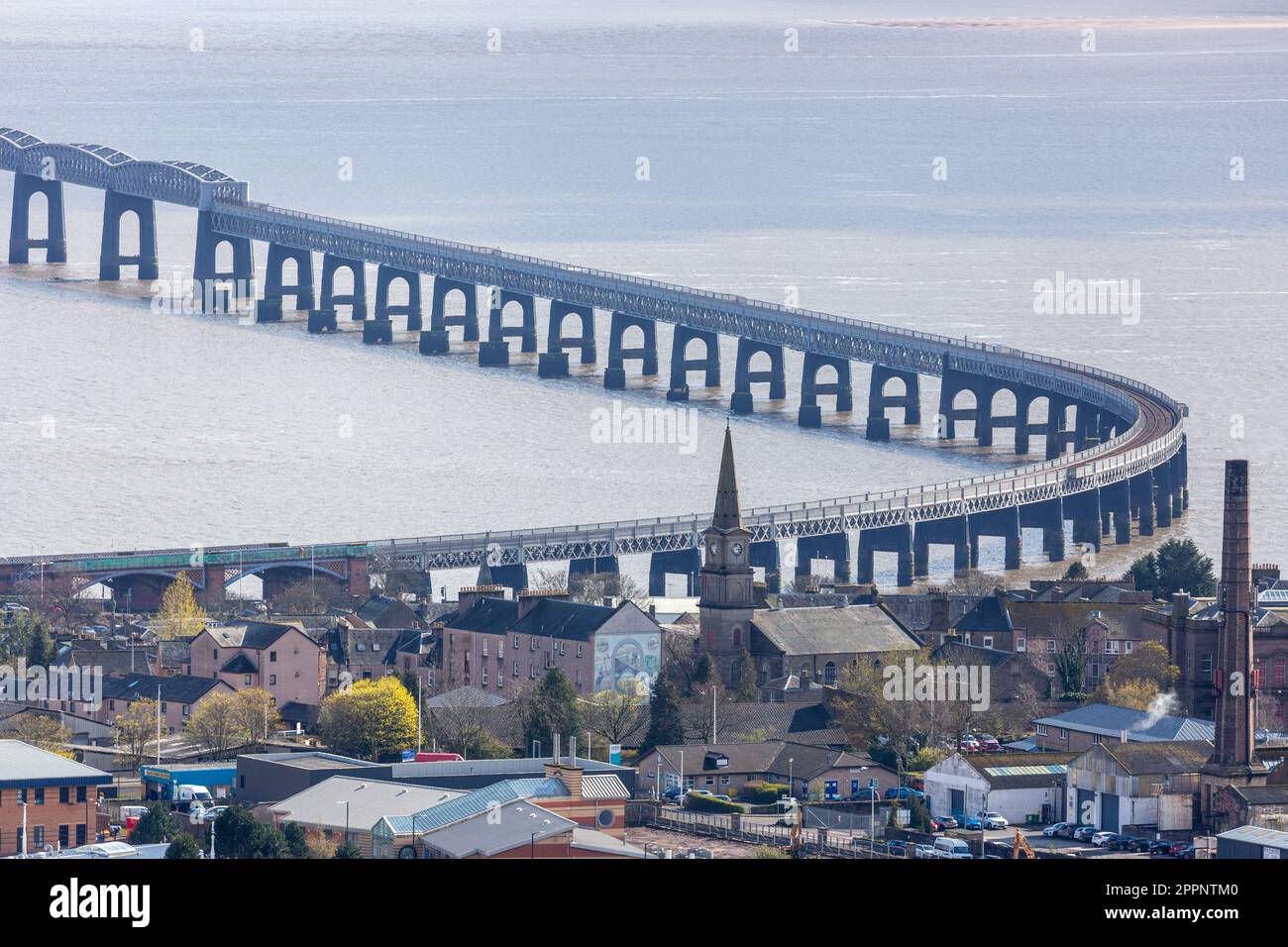 The Tay Rail Bridge seen from Dundee Law, Scotland Stock Photo - Alamy