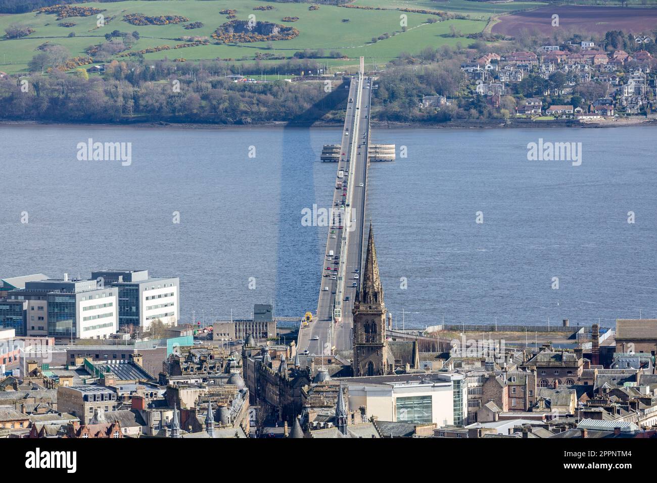 The Tay Road Bridge from Dundee Law with Fife in the background Stock ...