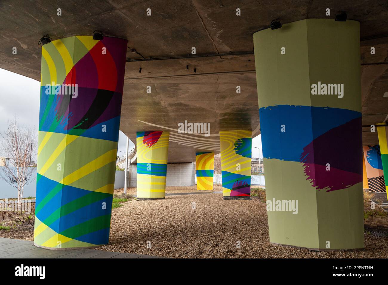 Tay Road Bridge artworks brightly painted pillars of the Tay Bridge ...