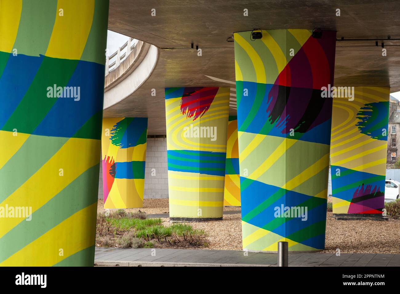 Tay Road Bridge artworks brightly painted pillars of the Tay Bridge ...