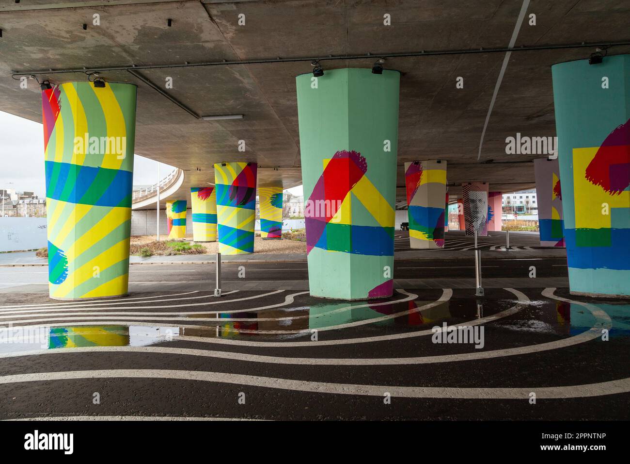 Tay Road Bridge artworks brightly painted pillars of the Tay Bridge ...