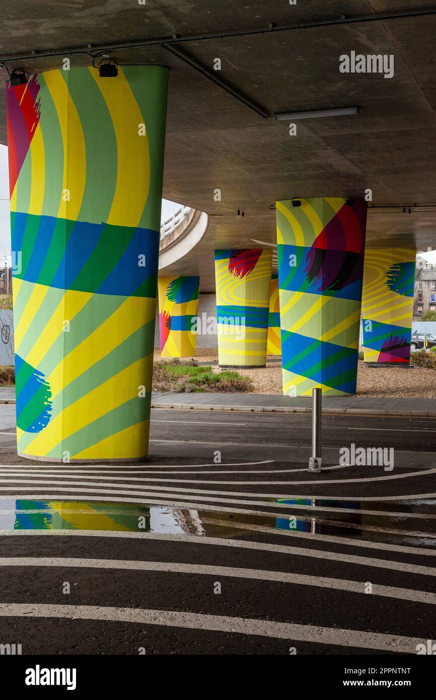 Tay Road Bridge artworks brightly painted pillars of the Tay Bridge ...