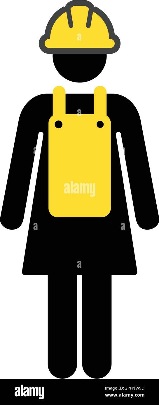 Construction worker icon vector female service person profile avatar ...