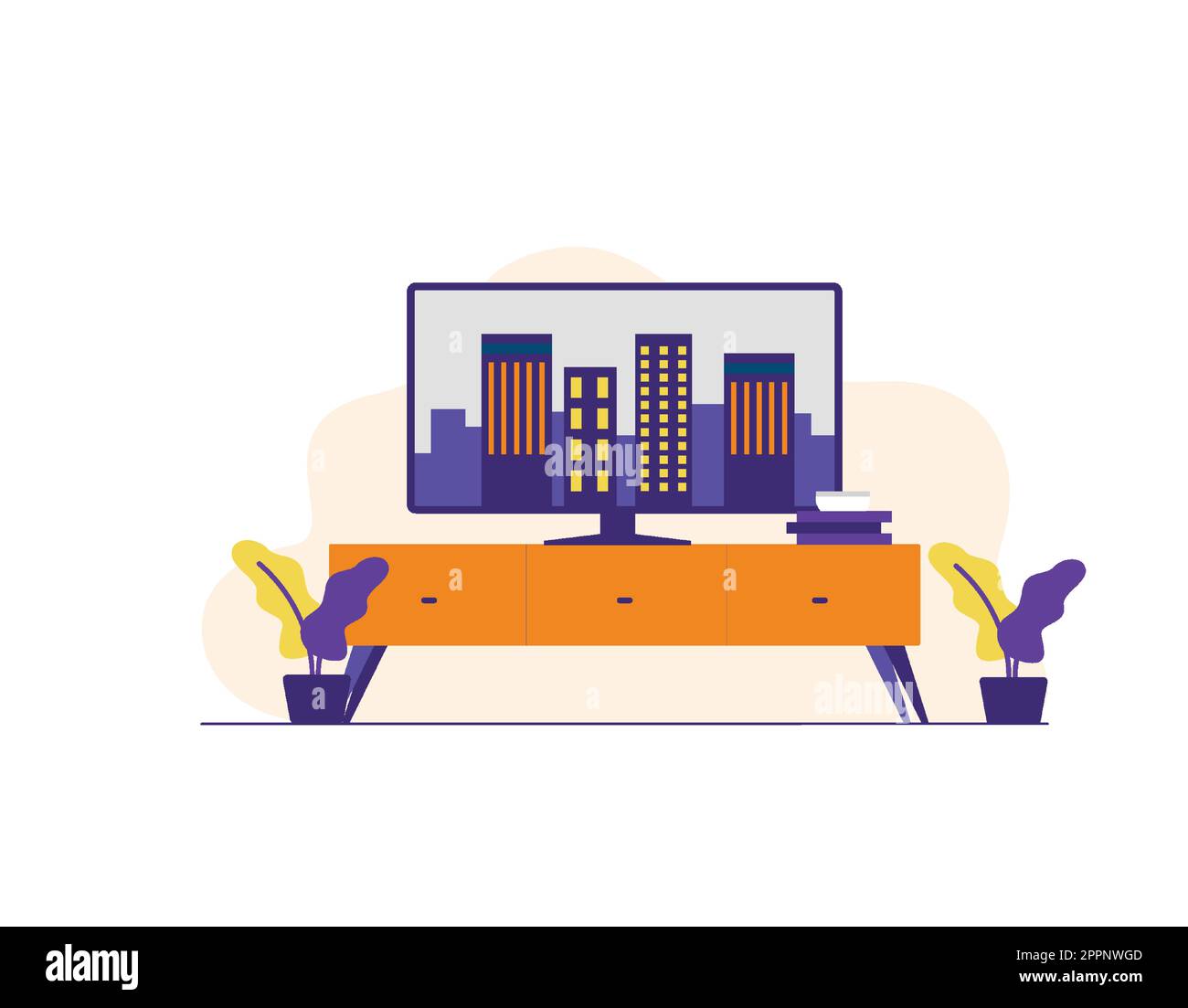 Television Illustration Concept Modern Flat Design Stock Vector Image ...