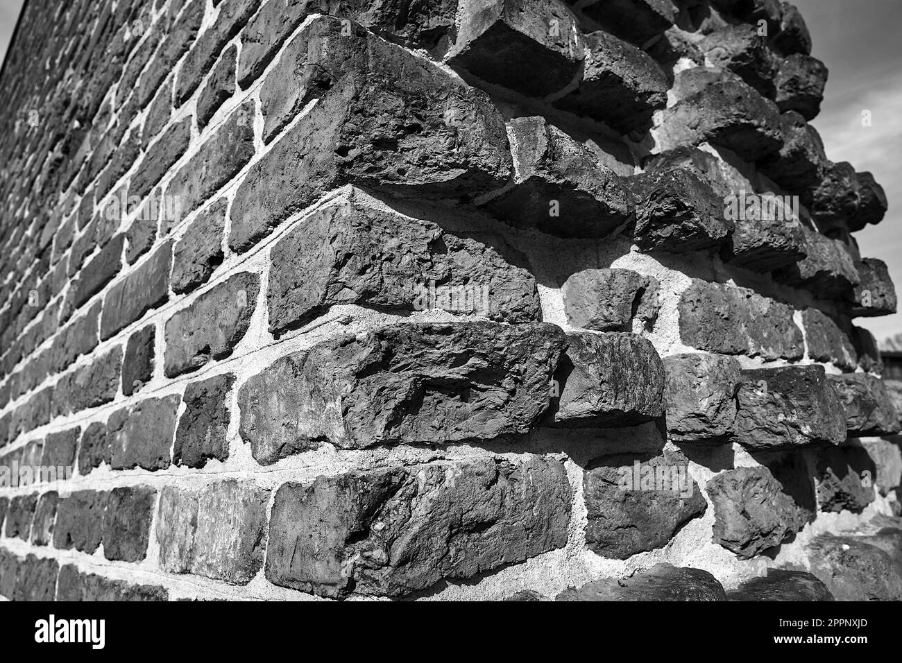 Red brick defensive wall Black and White Stock Photos & Images - Alamy
