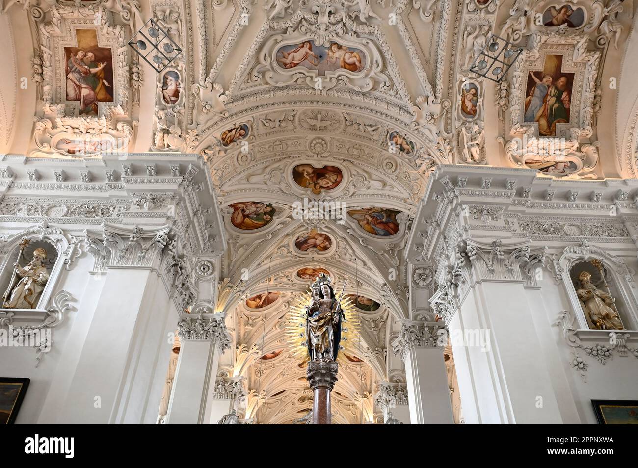 Mariazell, Styria, Austria. Interior view of the Mariazell Basilica. Late Gothic statue of Mary ...