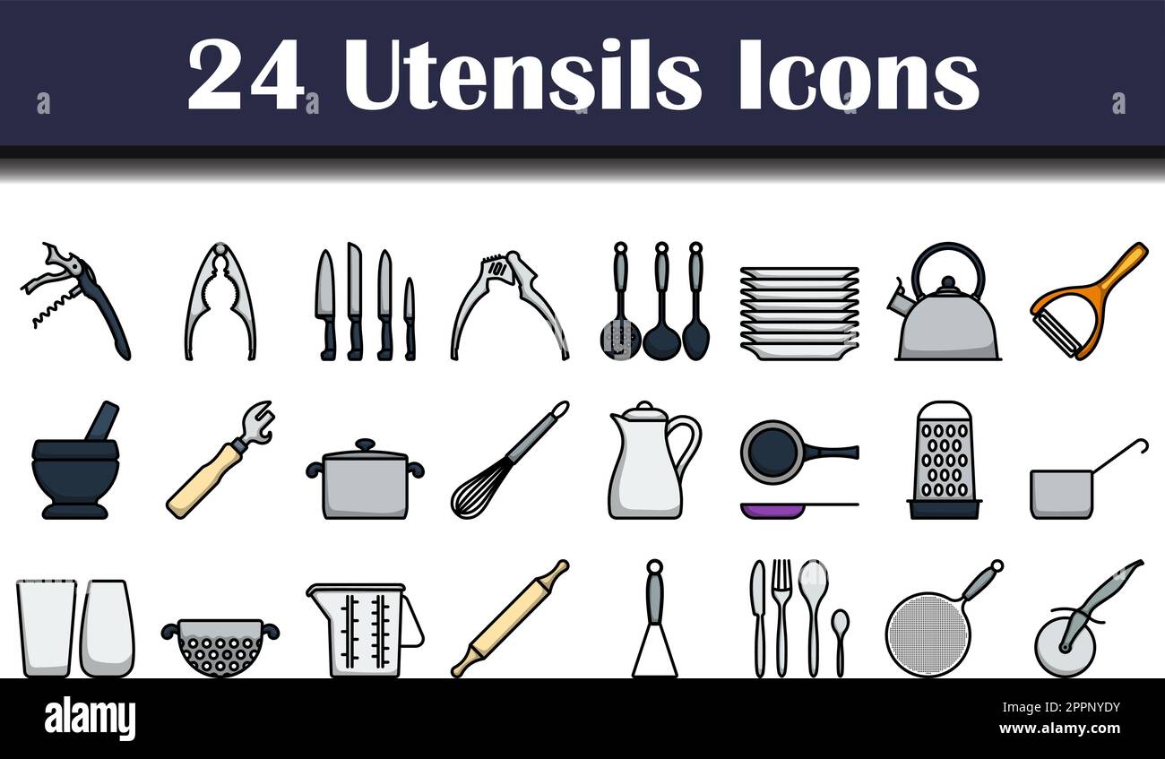 Table serving white utensils Stock Vector Images - Alamy