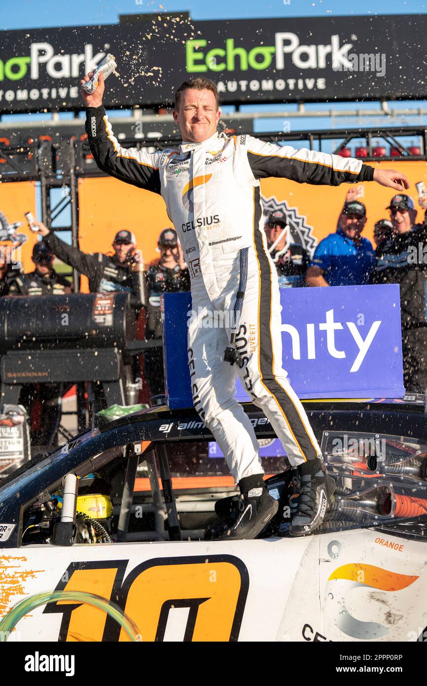 AJ Allmendinger celebrates his win for the NASCAR Xfinity Series for ...