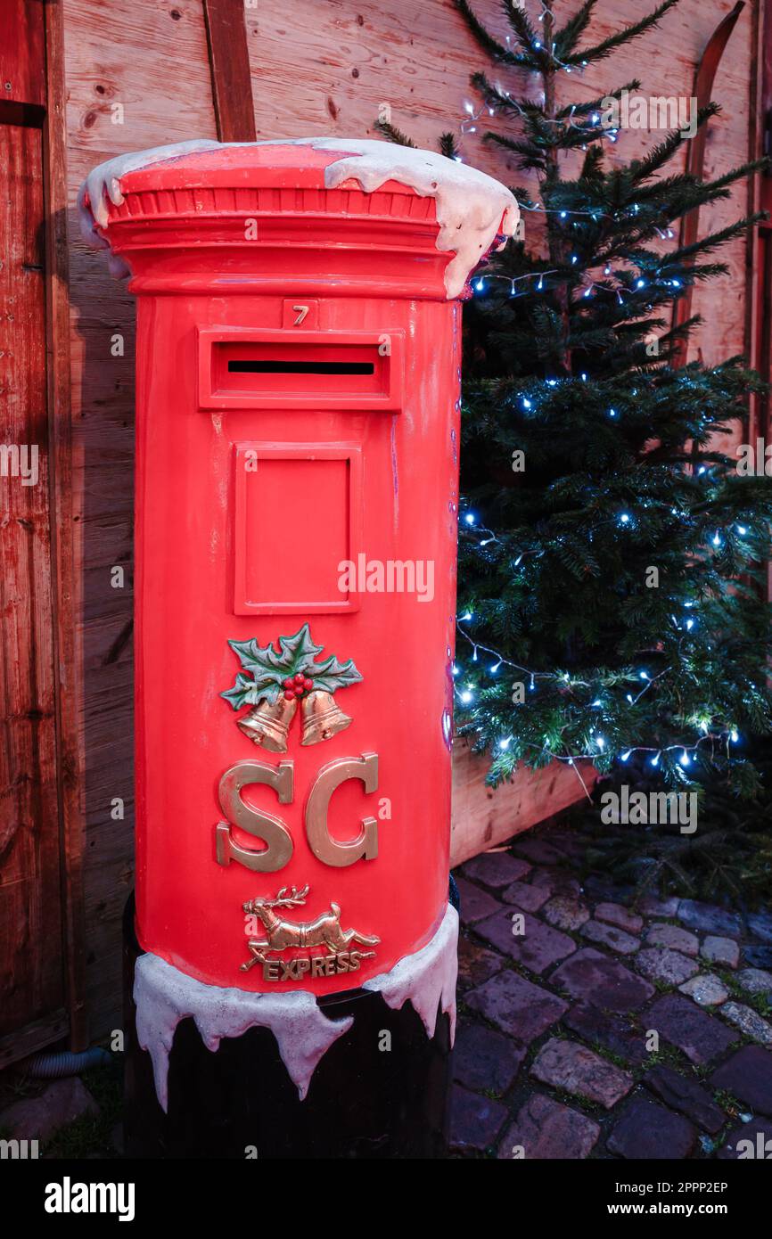 Colmar, France - December 14, 2022: Outdoor red Letterbox for Santa in ...