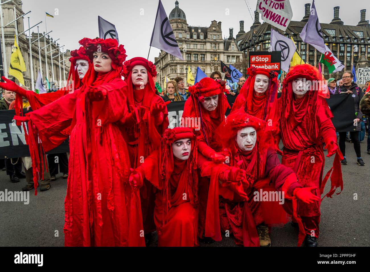 Red Rebels, Extinction Rebellion protest fighting for climate justice ...
