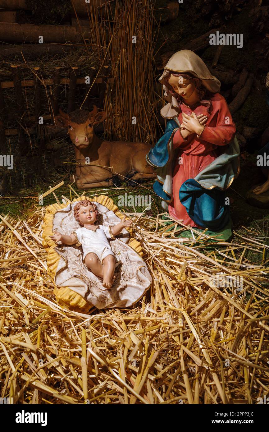 Sveta Gora, Slovenia - December 27, 2022: Nativity scene - Christmas cribs. Catholic ...