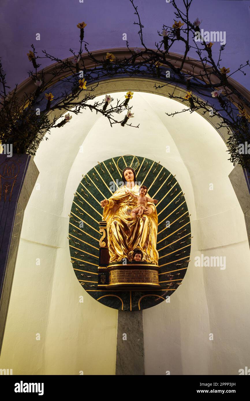 Sveta Gora Slovenia December 12 2022 Gilded Statue Of Holy Mary