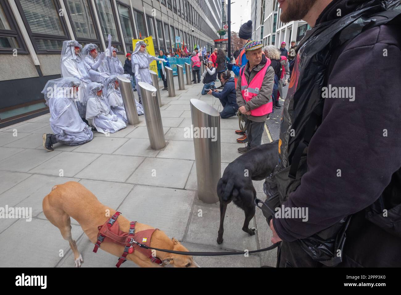London, UK. 24 Apr 2024. The procession gathers at the Department for ...