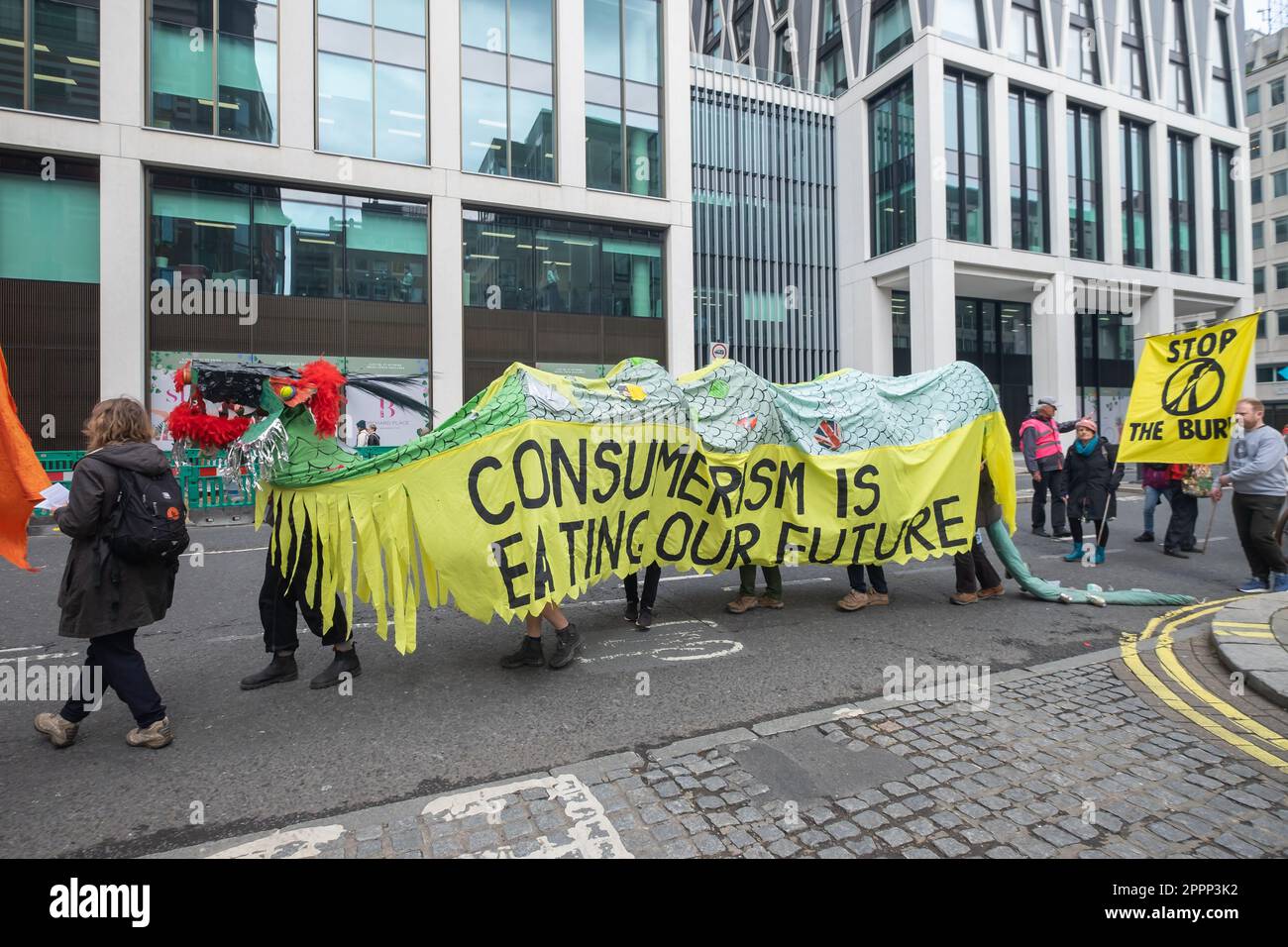 London, UK. 24 Apr 2024. A dragon in the procession from the Department ...