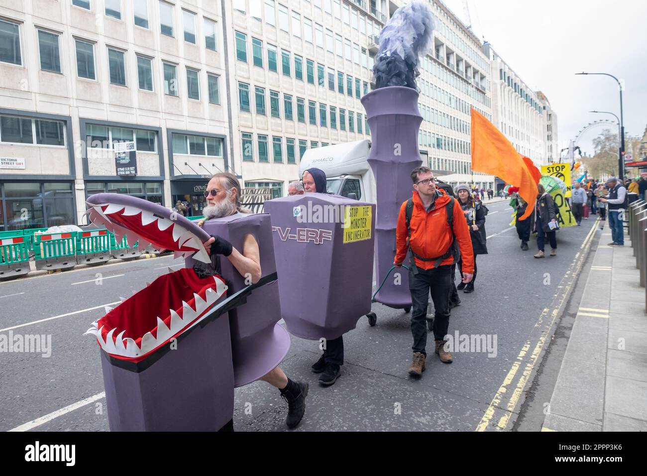 London, UK. 24 Apr 2024. The Waste Monster. A procession from the ...