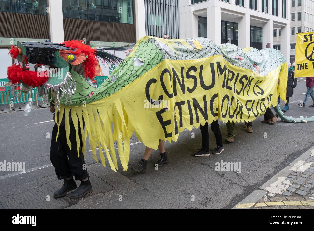 London, UK. 24 Apr 2024. A dragon in the procession from the Department ...