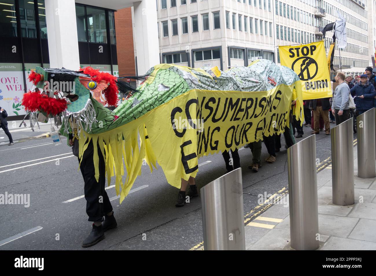 London, UK. 24 Apr 2024. A dragon in the procession from the Department ...