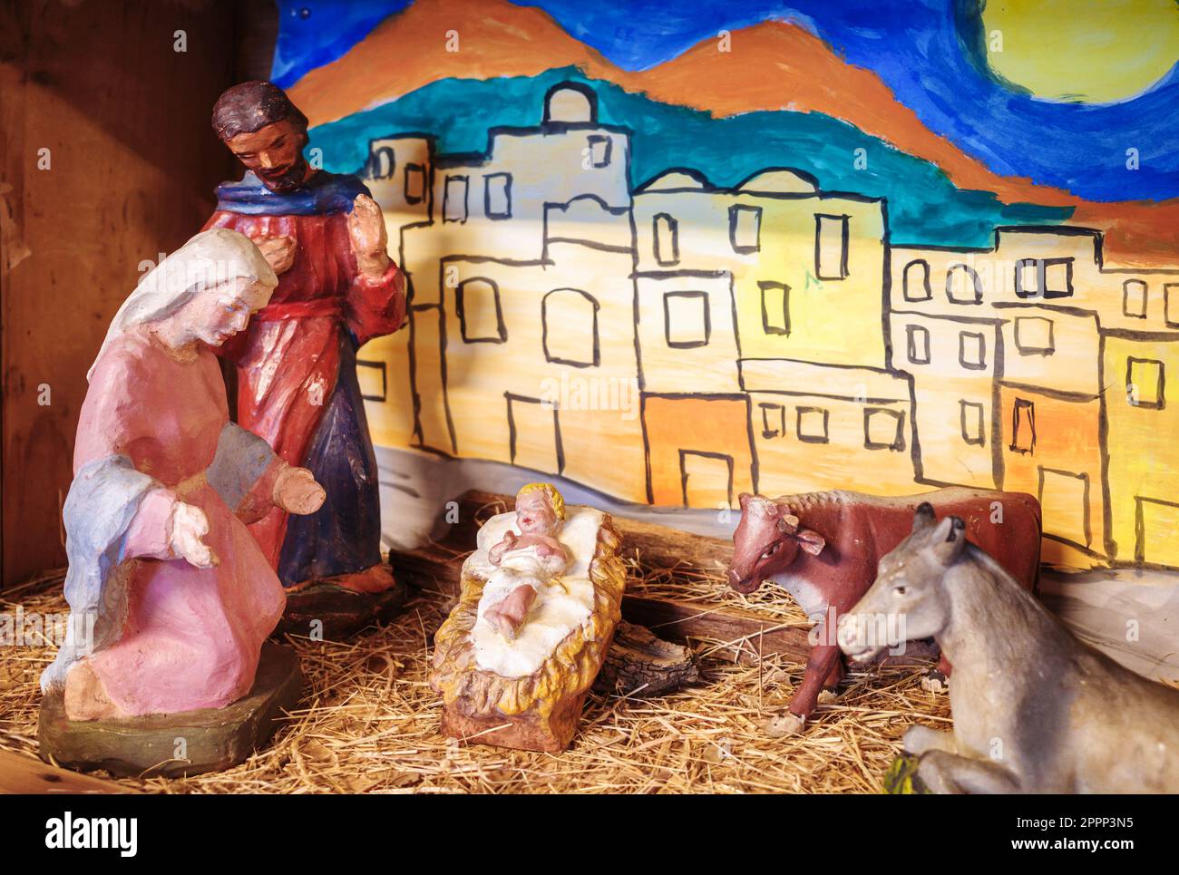 Sveta Gora, Slovenia - December 27, 2022: Nativity scene - Christmas cribs. Catholic ...