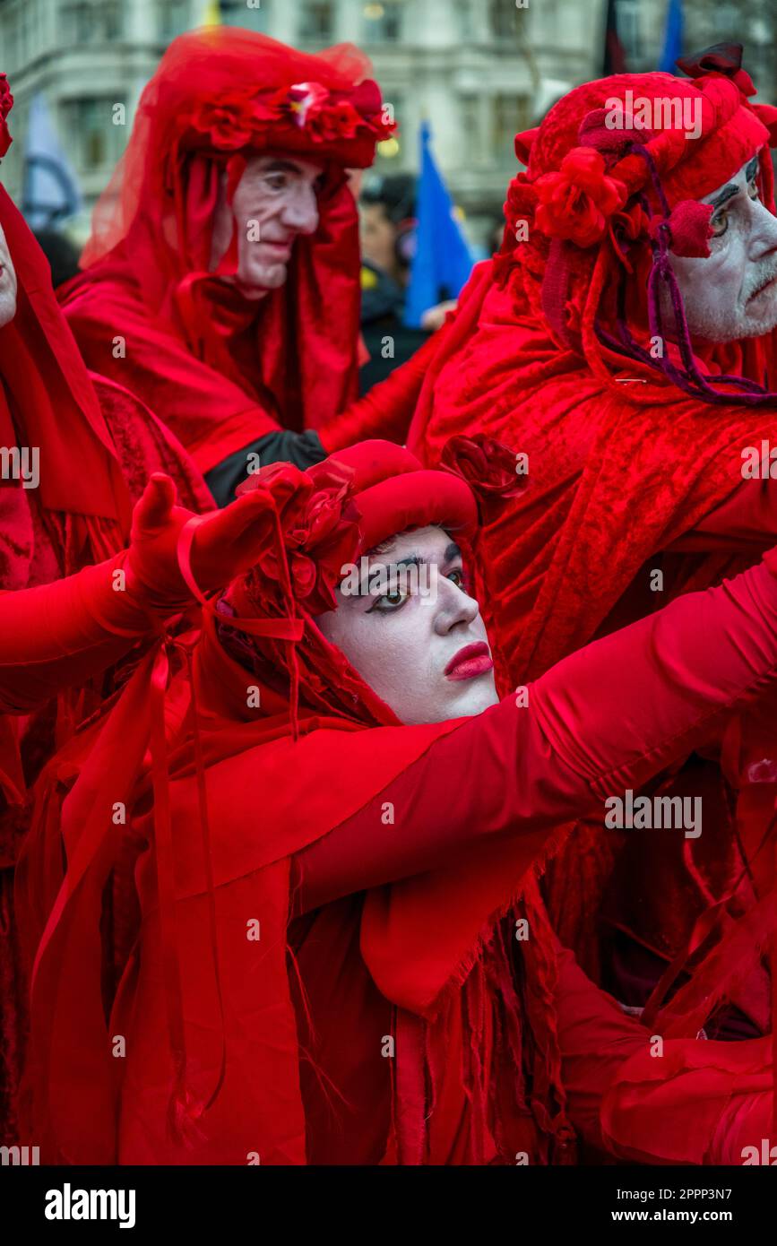 Red Rebels, Extinction Rebellion protest fighting for climate justice ...