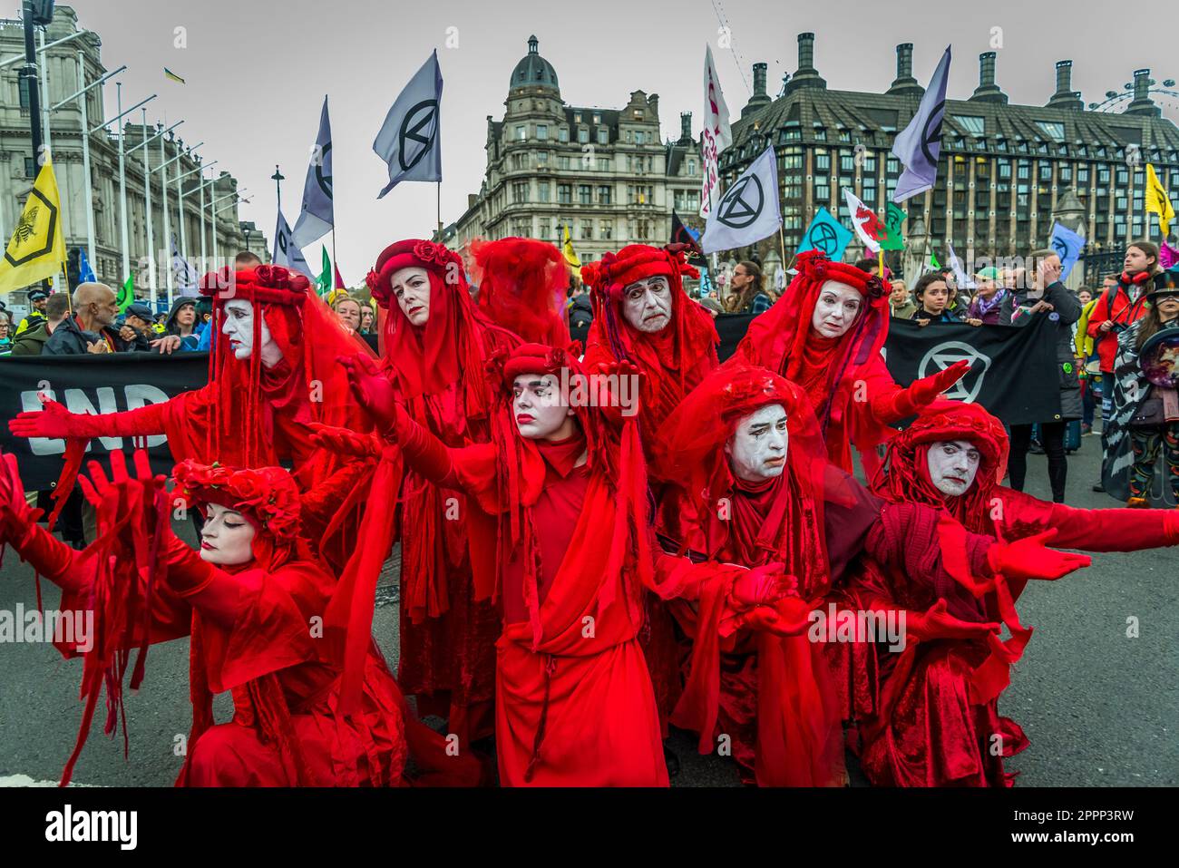 Red Rebels, Extinction Rebellion protest fighting for climate justice ...