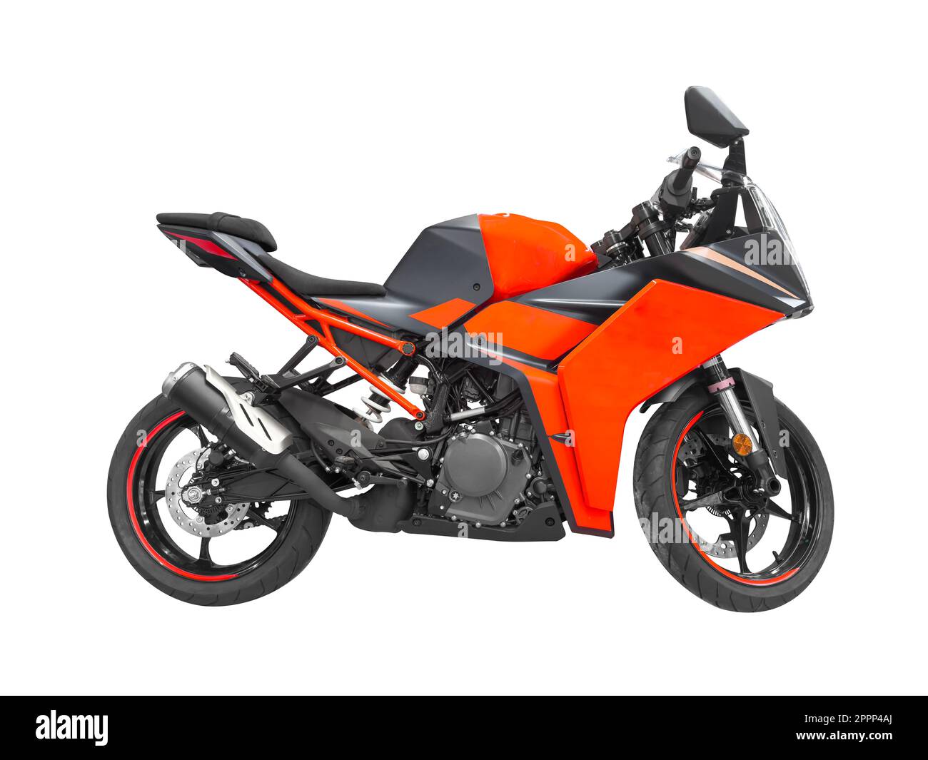 Motorcycle isolated on white background. Side view sport red motorcycle ...