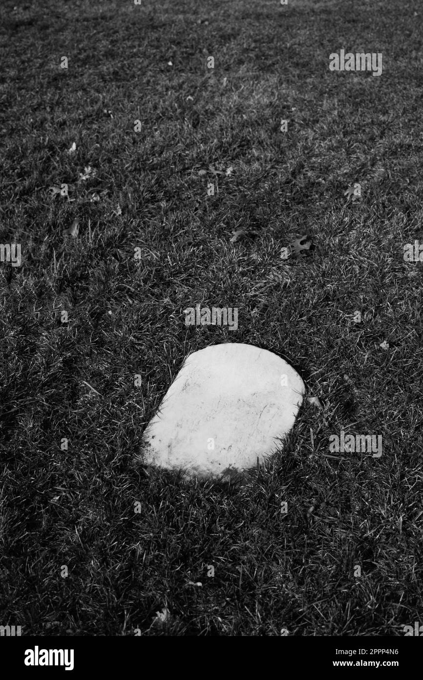 Natural stone tombstone with a blank epitaph and room for text in a ...