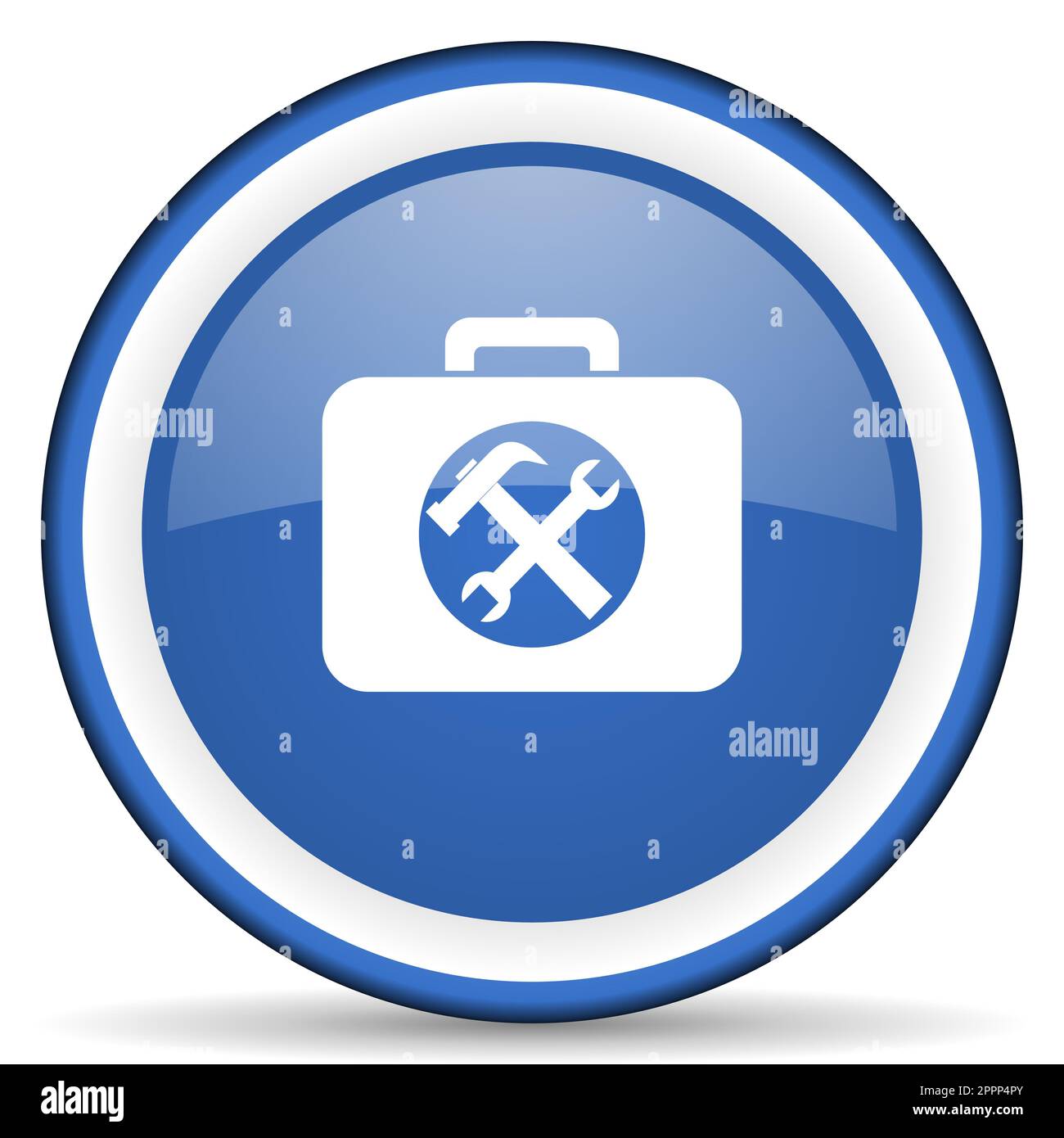 Toolkit glossy web icon, blue circle button isolated on white ...