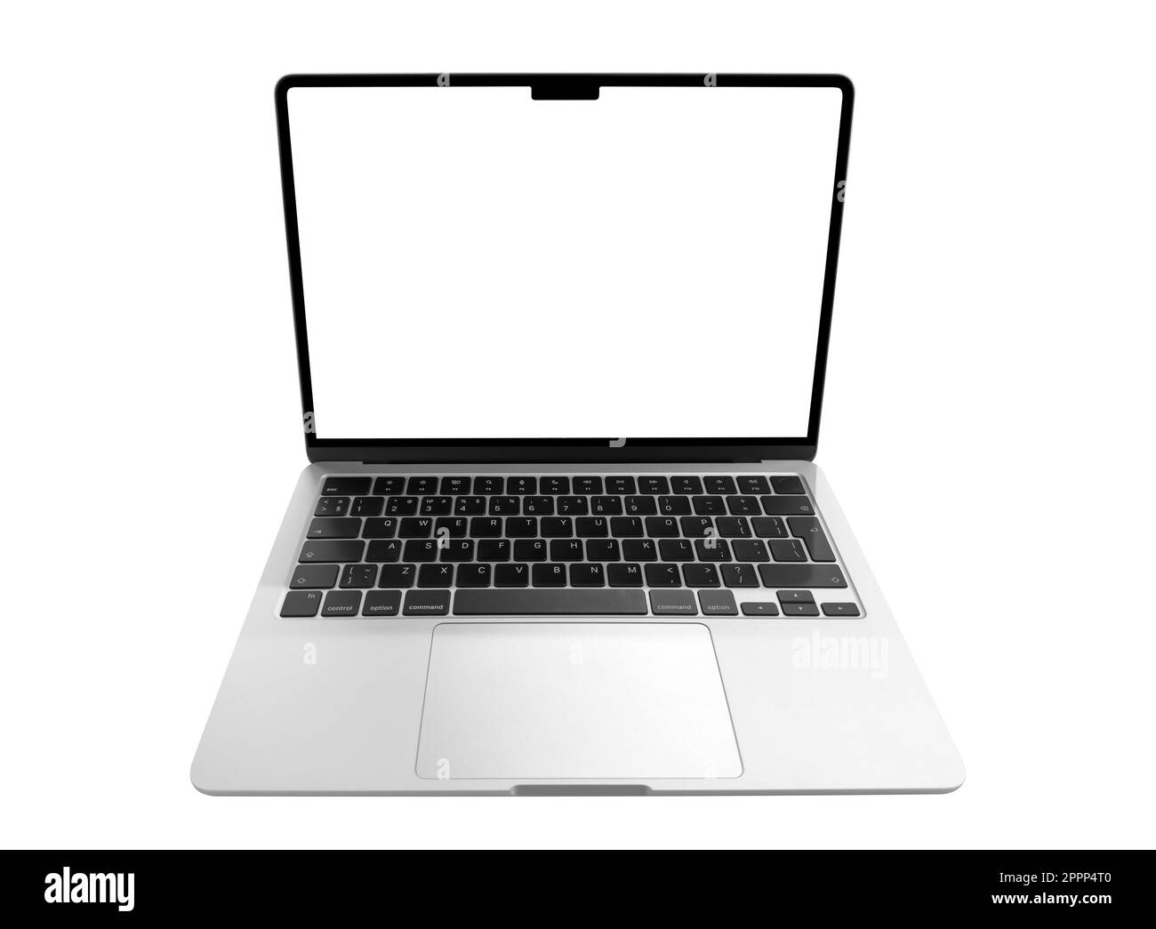 Laptop computer PC with blank screen mock up isolated on white ...