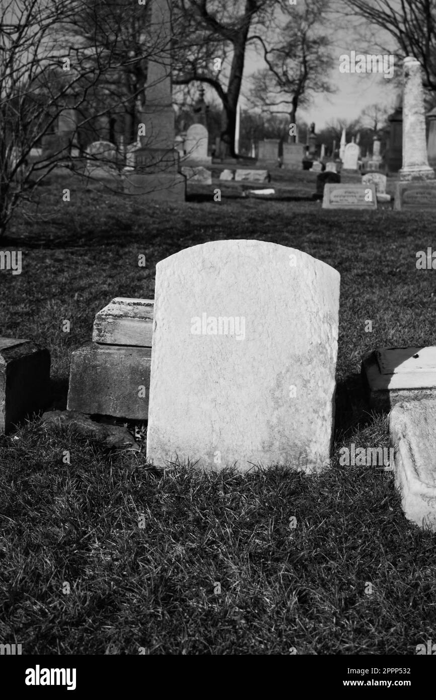 Natural stone tombstone with a blank epitaph and room for text in a ...