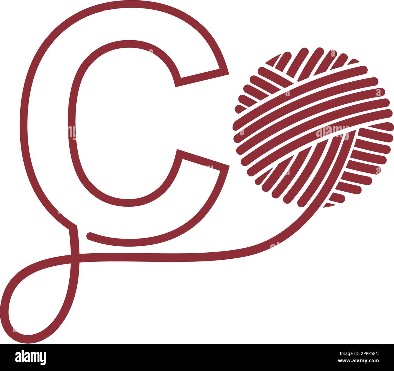 Letter C and skein of yarn icon design illustration Stock Vector Image ...