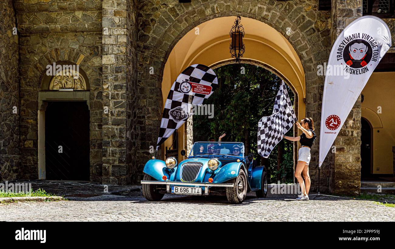 The transylvania retro car rallye at Peles Castle in Romania Stock ...