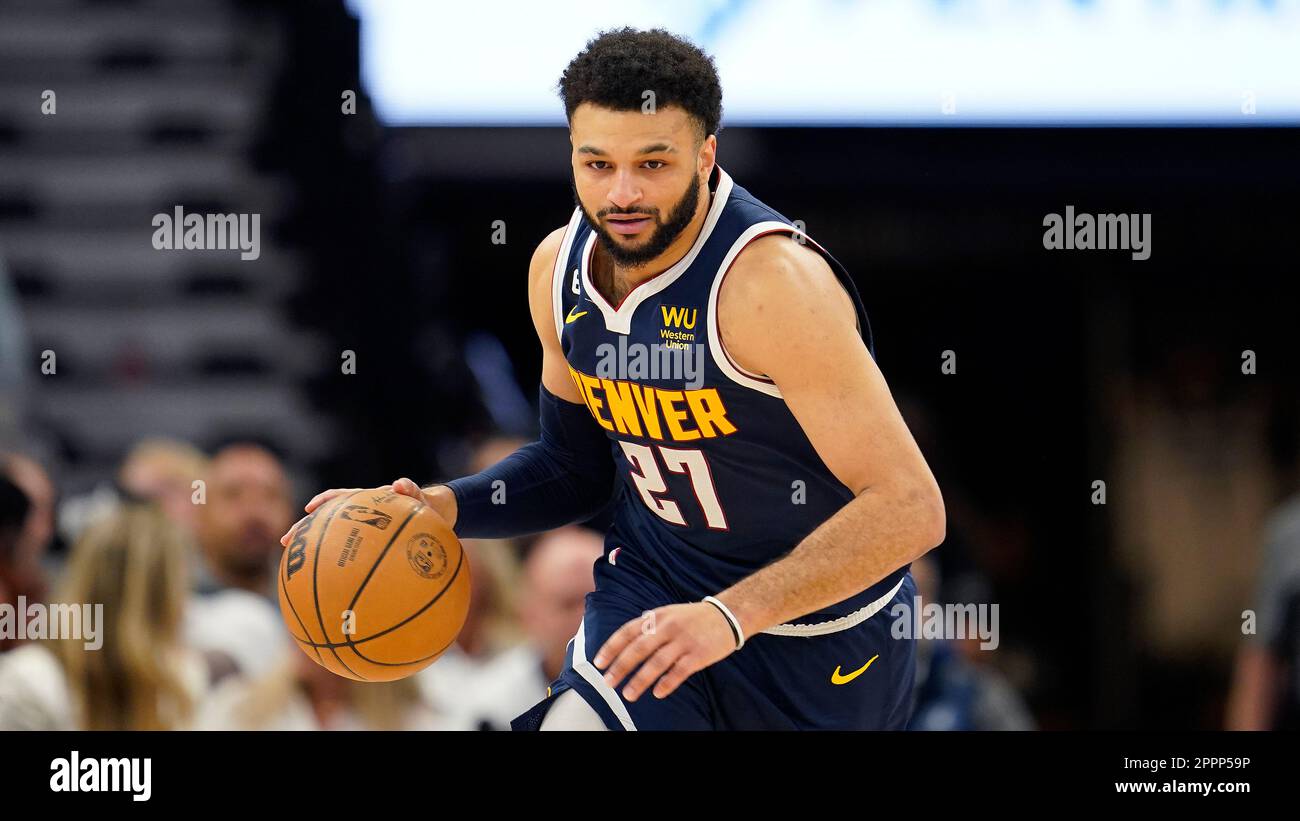Denver Nuggets guard Jamal Murray (27) dribbles down the court during ...