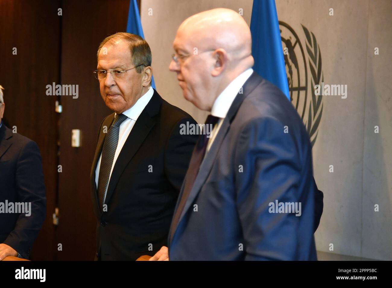 New York, USA. 24th Apr, 2023. (L-R) Sergey Lavrov, Russian Federation Minister for Foreign ...
