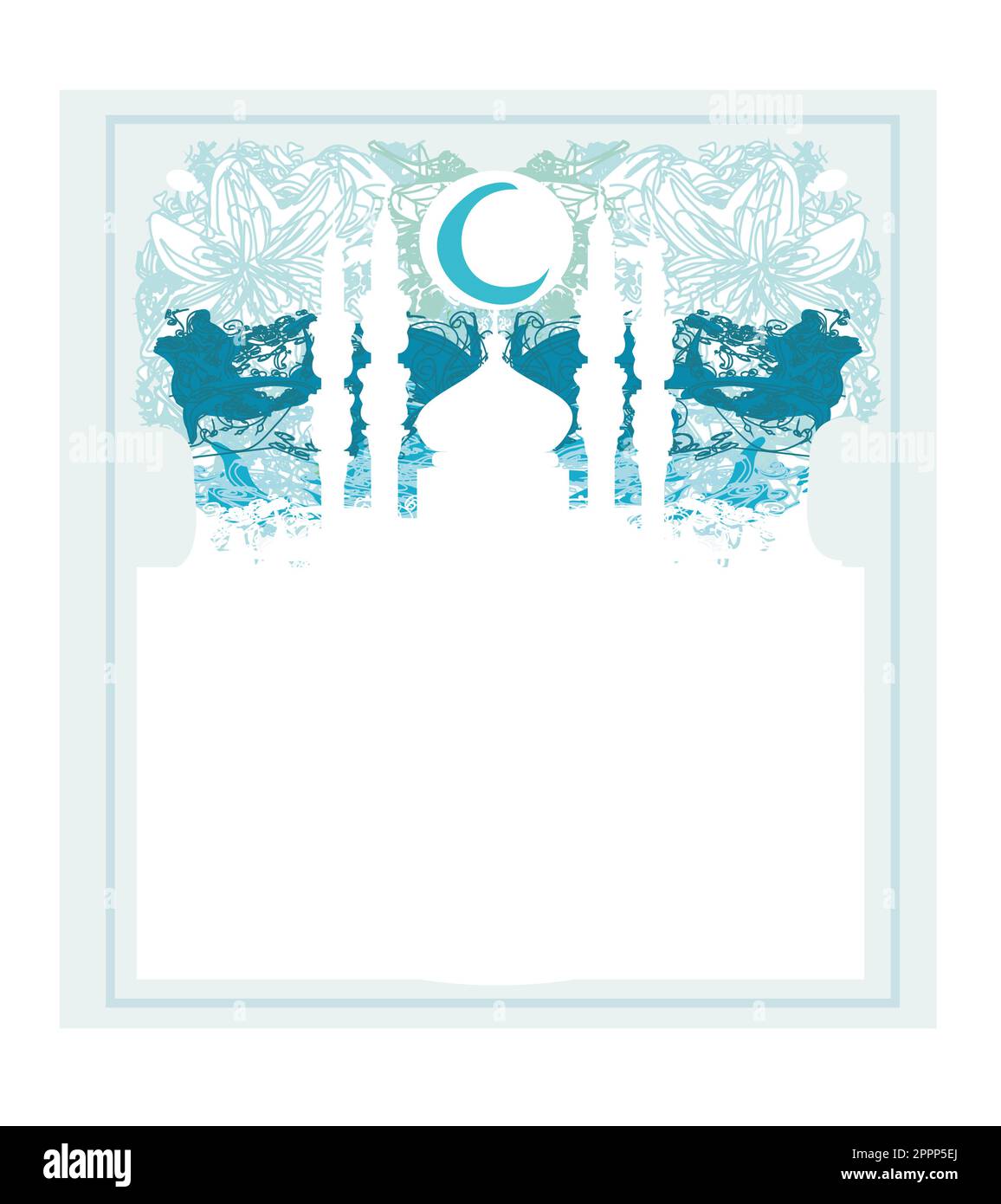 Ramadan background - mosque silhouette vector card Stock Vector Image ...