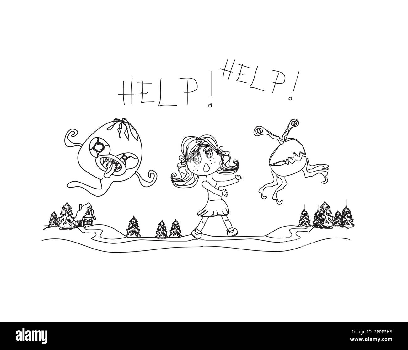 Monsters And Girl Stock Vector Image And Art Alamy