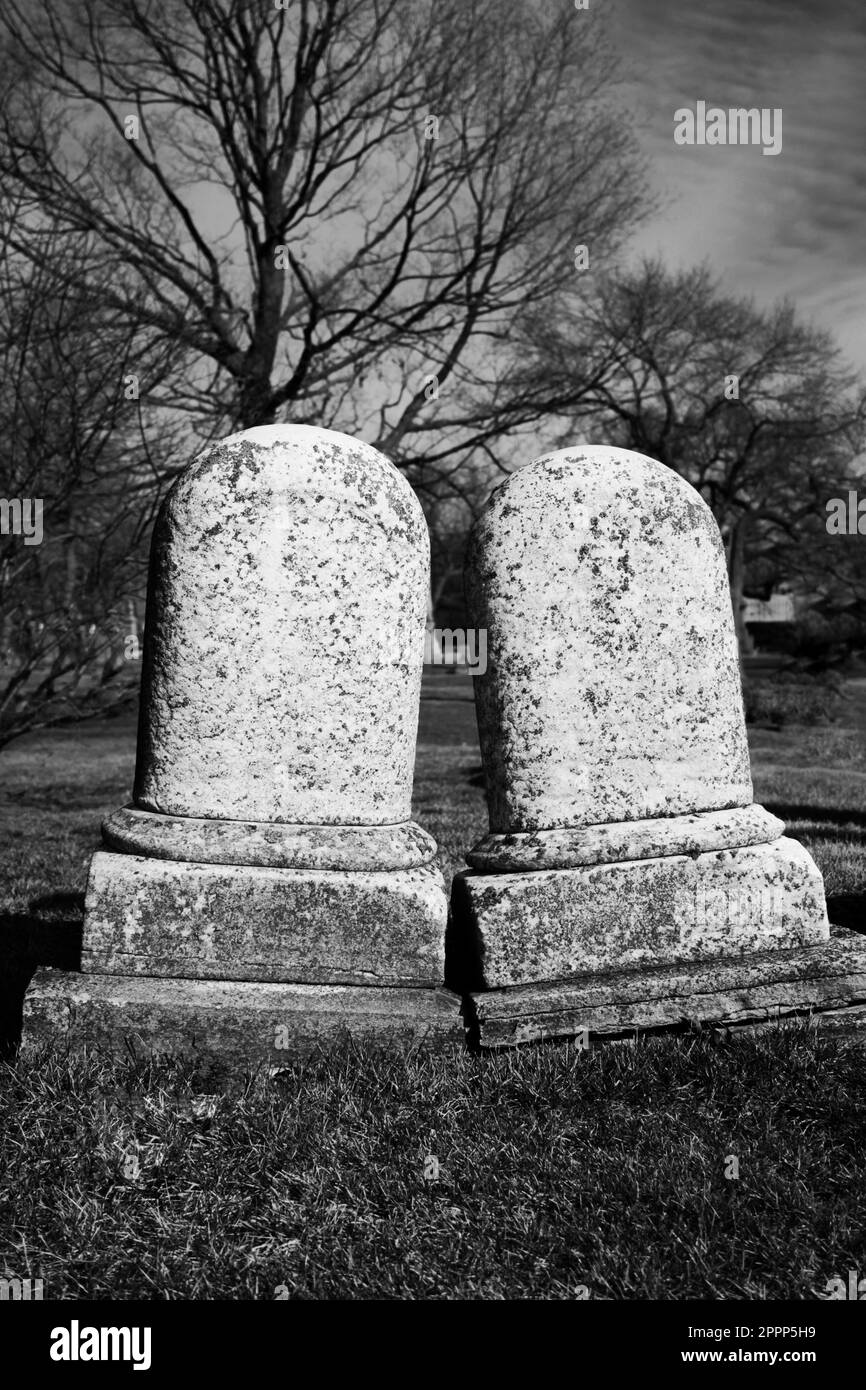 Natural stone tombstone with a blank epitaph and room for text in a ...
