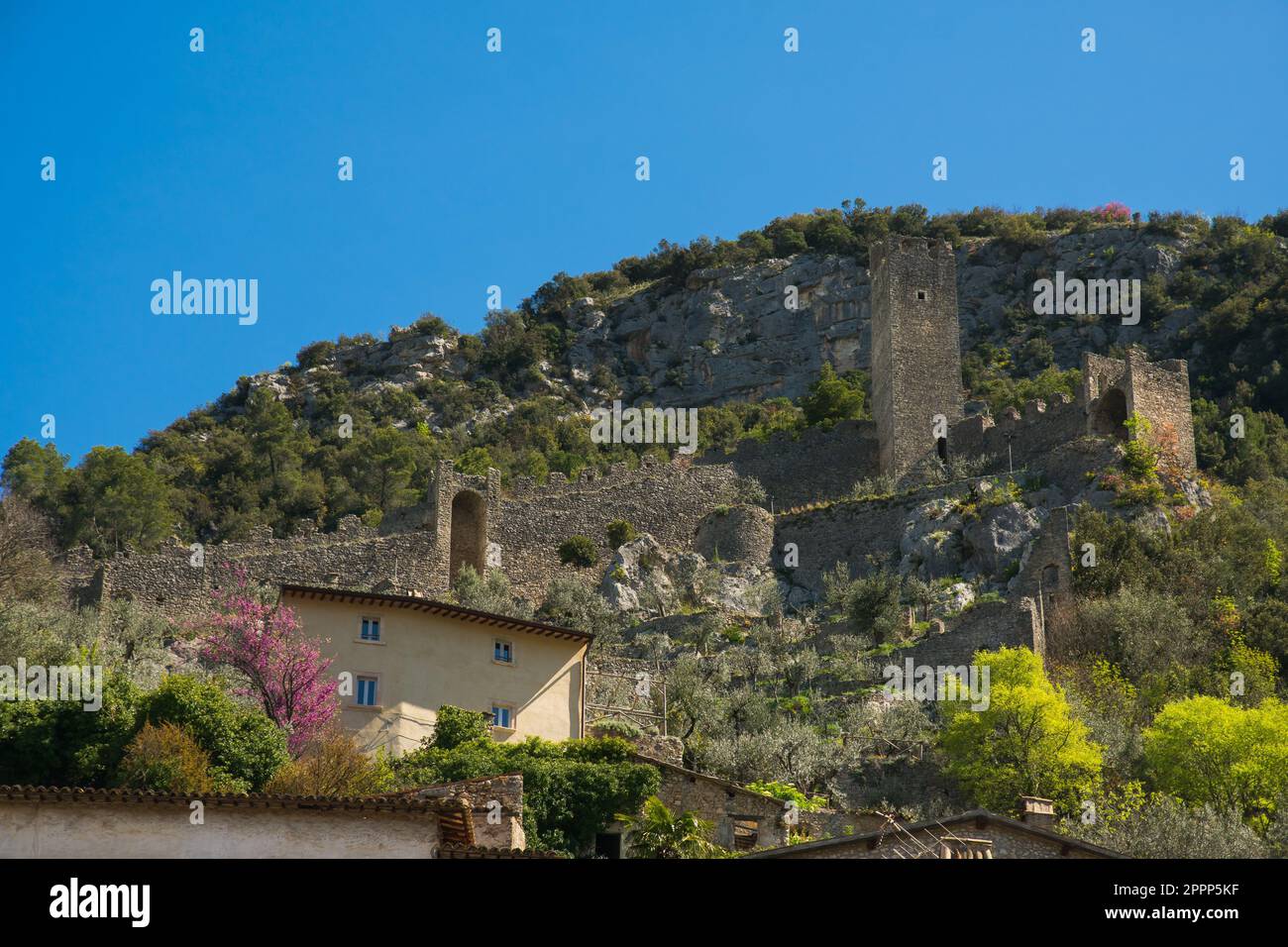 View of the ruins of the catle in Ferentillo, the little town famous ...
