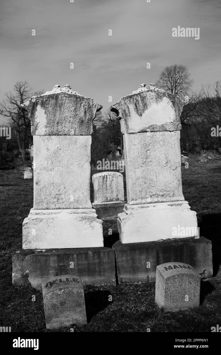 Natural stone tombstone with a blank epitaph and room for text in a ...