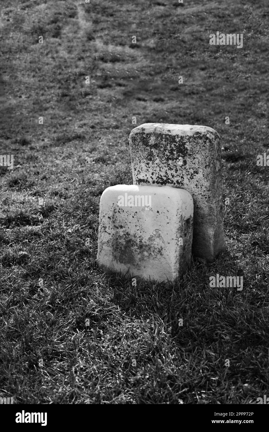 Natural stone tombstone with a blank epitaph and room for text in a ...