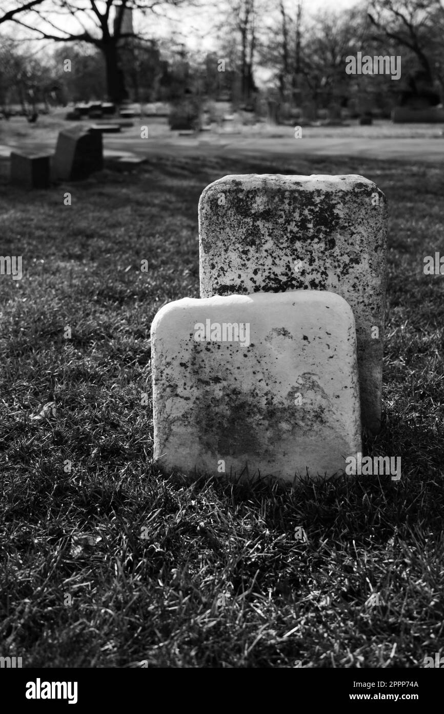 Natural stone tombstone with a blank epitaph and room for text in a ...