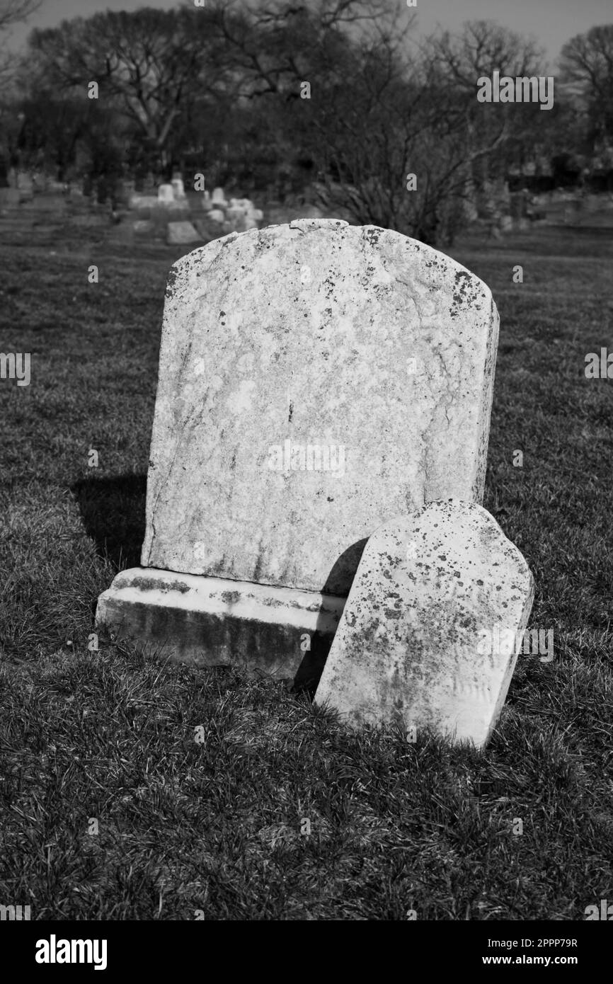 Natural stone tombstone with a blank epitaph and room for text in a ...