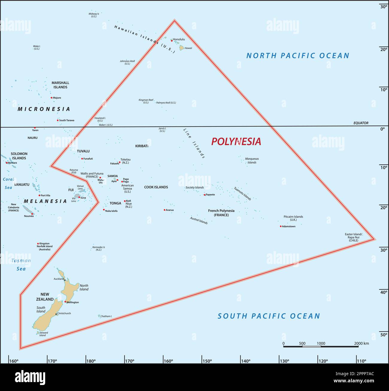 Vector map of the Pacific island region of Polynesia Stock Vector Image ...
